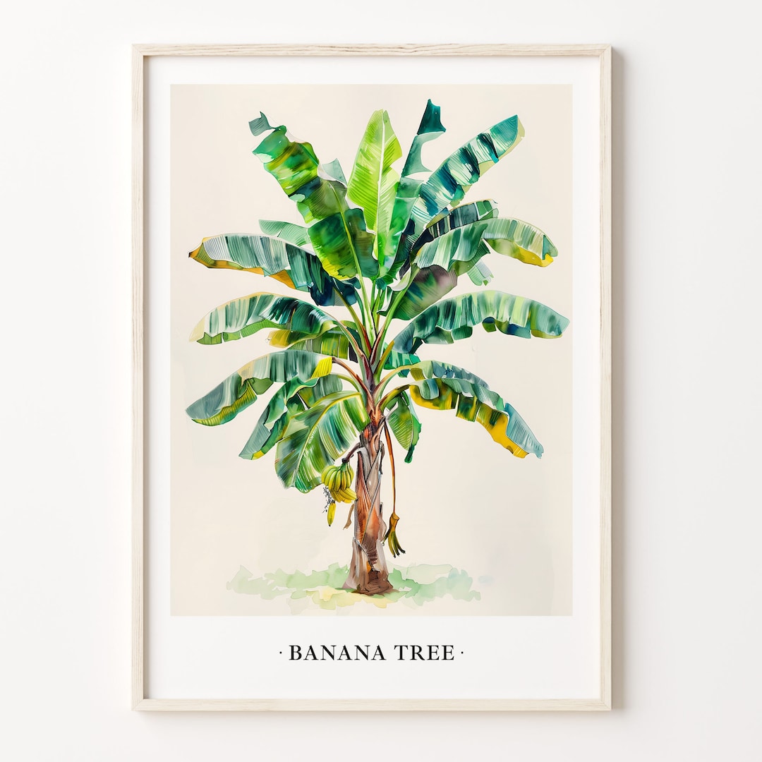 Banana Tree Art Print, Tropical Banana Tree Wall Art Poster, Botanical ...