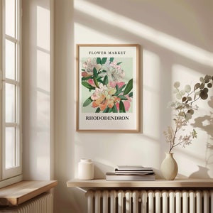 Rhododendron Flower Market Art Print: Botanical Pastel Wall Decor - Etsy