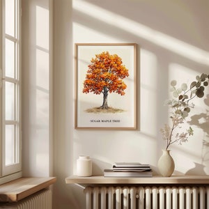 Sugar Maple Tree Art Print, Wall Art Poster, Botanical Maple Tree Decor ...