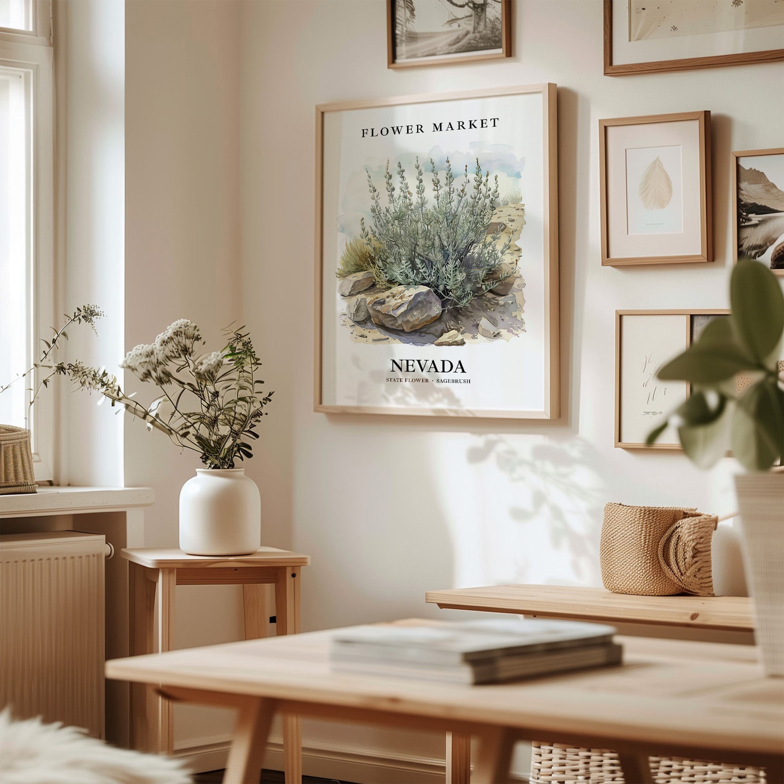 Nevada State Flower Art Print, Sagebrush Botanical Wall Art, 1960's ...