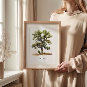 Pecan Tree Wall Art, Texas State Tree Art Print, State Tree Symbol ...