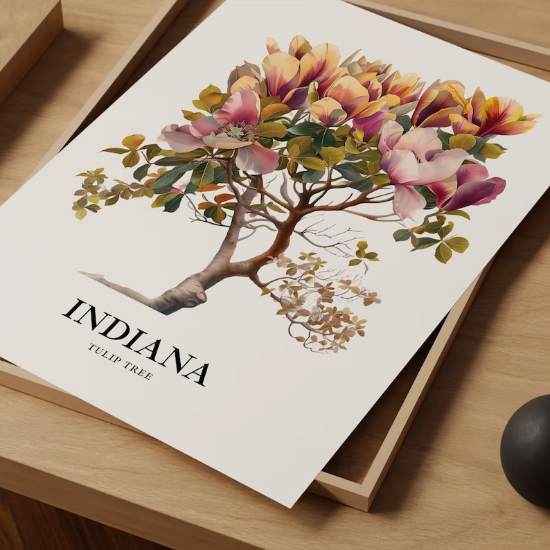 Indiana State Tree Art Print, Tulip Tree Wall Art, State Symbol Decor ...