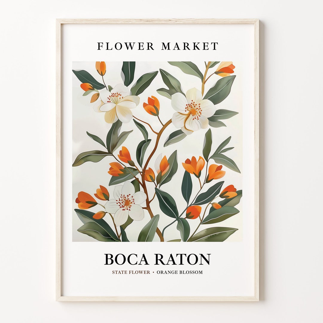 Boca Raton Flower Market Art Print, Orange Blossom 1960's Wall Art ...