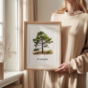 Alabama Longleaf Pine Tree Art Print: State Symbol Wall Decor - Etsy