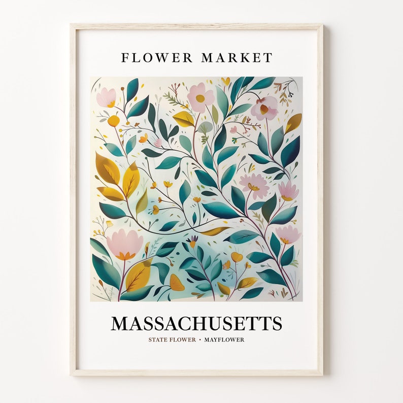 Mayflower Art Print: Massachusetts State Flower, 1960s Botanical - Etsy