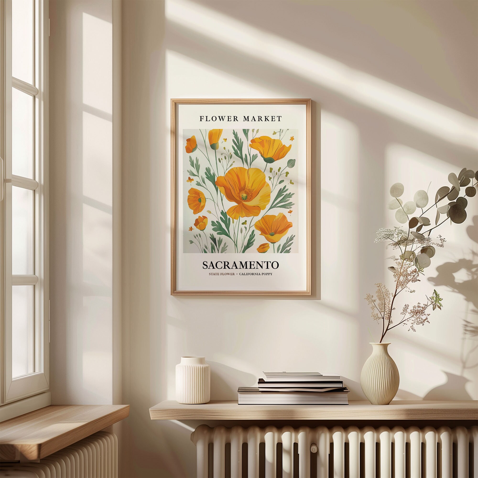 Sacramento Flower Market Art Print, California Poppy Wall Art ...