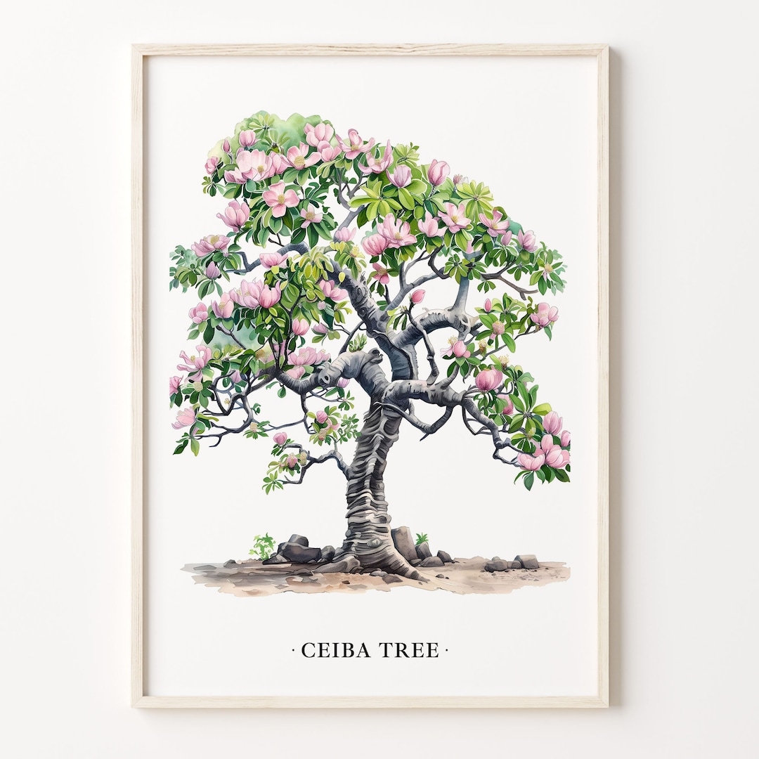 Ceiba Tree Art Print, Ceiba Tree Wall Art Poster, Tropical Nature Decor ...