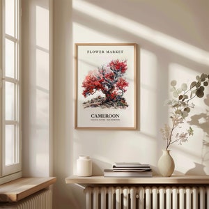 Cameroon Flower Market Art Print, Red Stinkwood Wall Art, Botanical ...