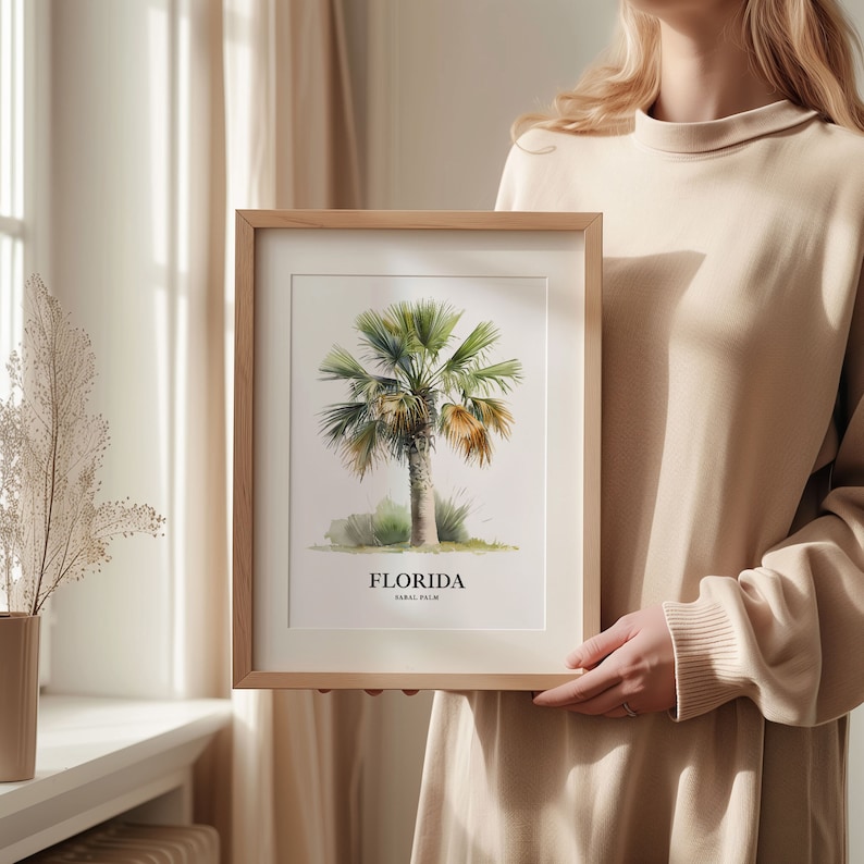 Sabal Palm Tree Art Print: Florida State Symbol Wall Decor - Etsy