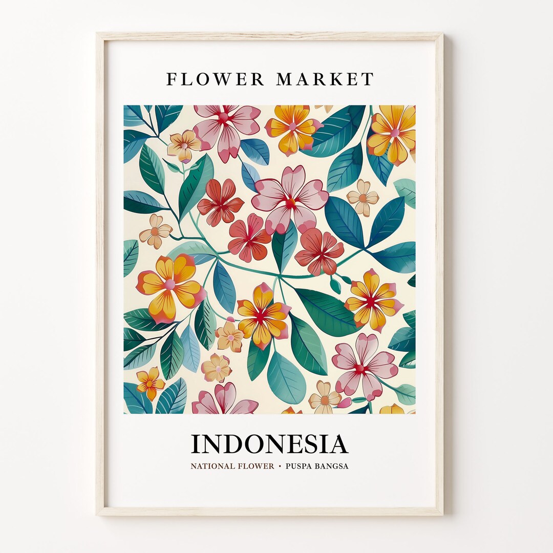 Indonesia National Flower Art Print: Vintage Botanical Pastel - Etsy