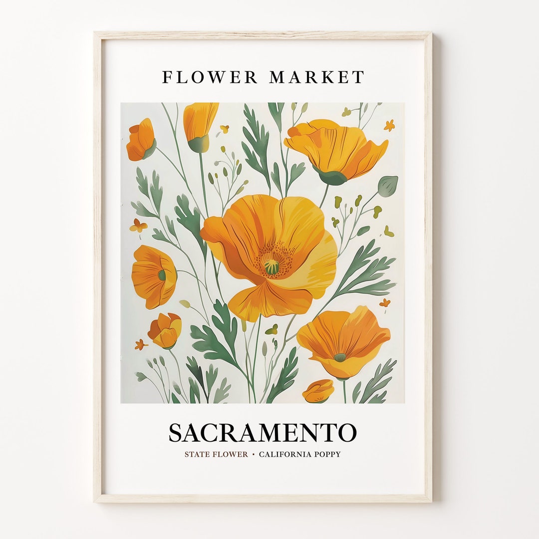Sacramento Flower Market Art Print, California Poppy Wall Art ...