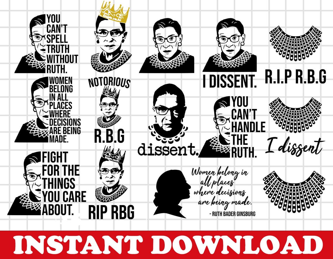 RBG Svg Bundle, Ruth Bader Ginsburg Clipart, Cricut Cut Files (digital ...