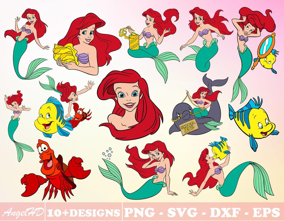 Little Mermaid SVG Bundle, Ariel Clipart, Cricut Cut Files (digital ...