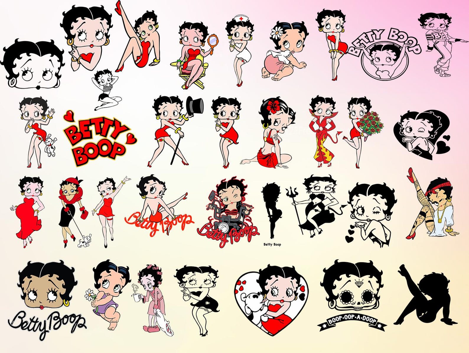 30+ Betty Boop Svg Bundle Layered Item, Betty Boop Png, Dxf, Eps ...