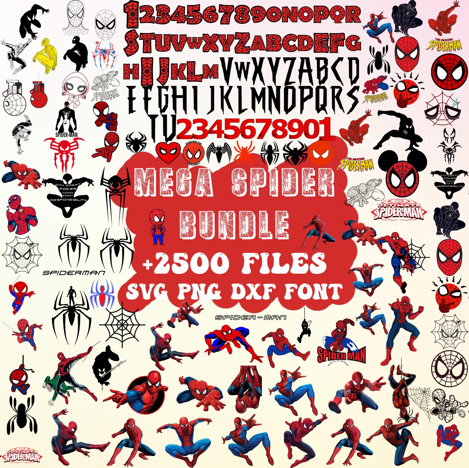 2500+ Files Spiderman Bundle Layered Item, Spiderman Font, Spider Man ...