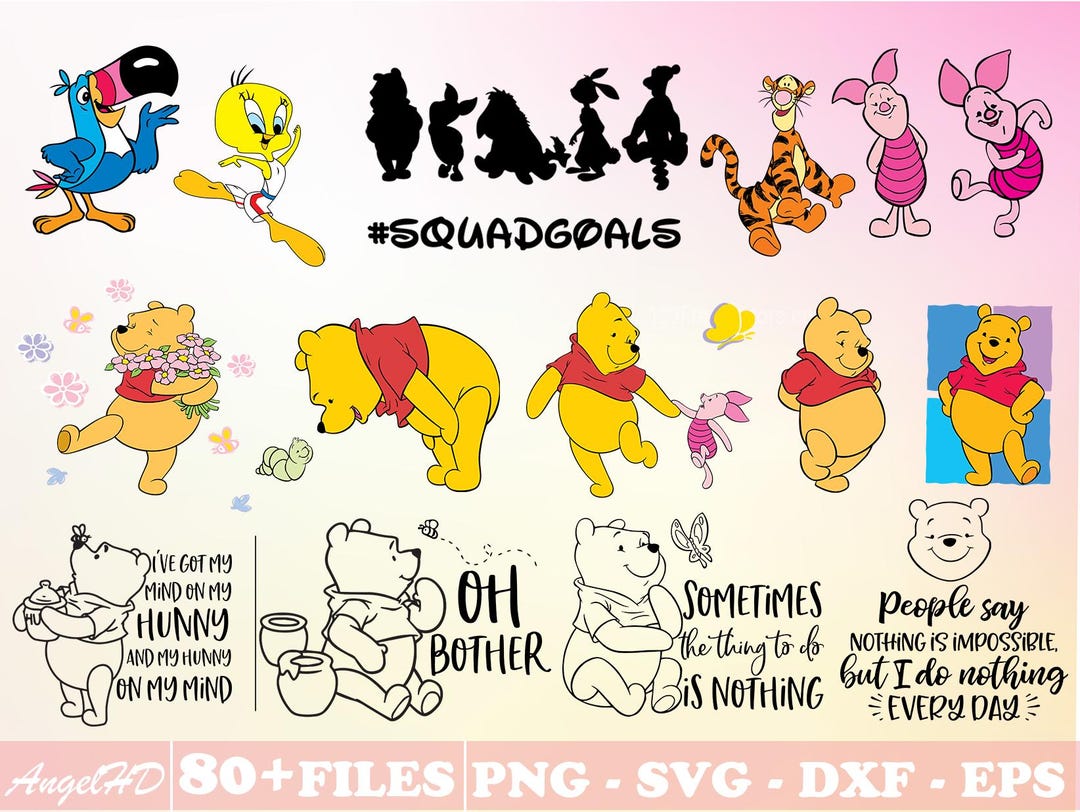 15+ Winnie Svg Bundle Layered Item, Clipart, Cricut, Digital Vector Cut ...