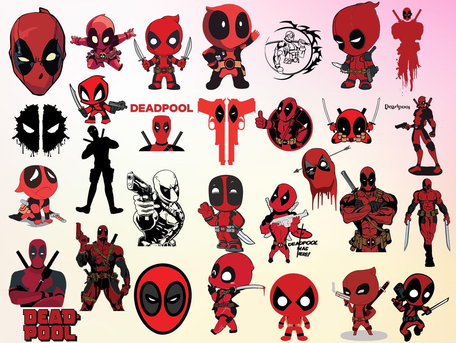 60 Deadpool Svg Bundle Layered Item, Clipart, Cricut, Digital Vector ...