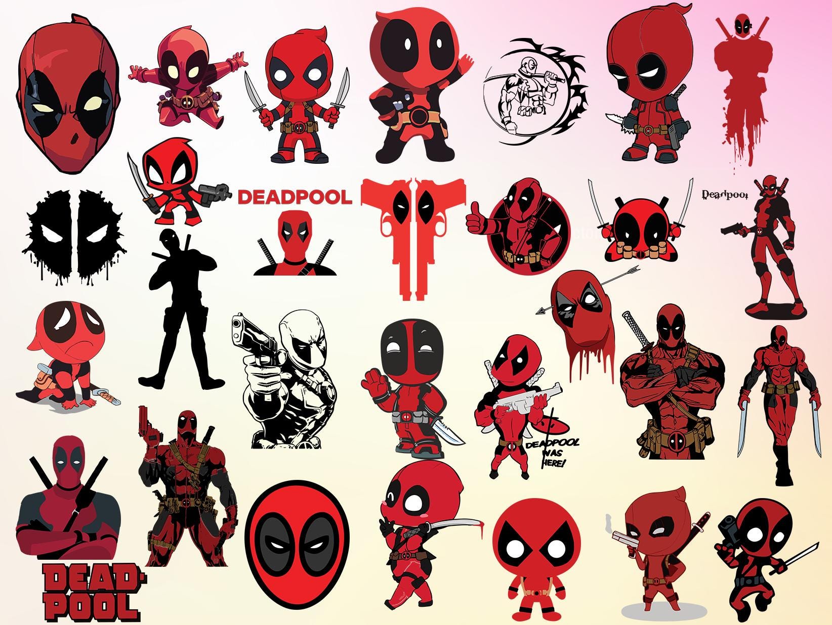 60 Deadpool Svg Bundle Layered Item, Clipart, Cricut, Digital Vector ...