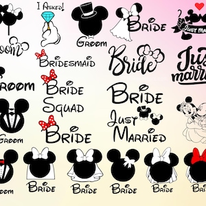 50+ Mickey Minnie Bride Svg Bundle Layered Item, Wedding Clipart ...