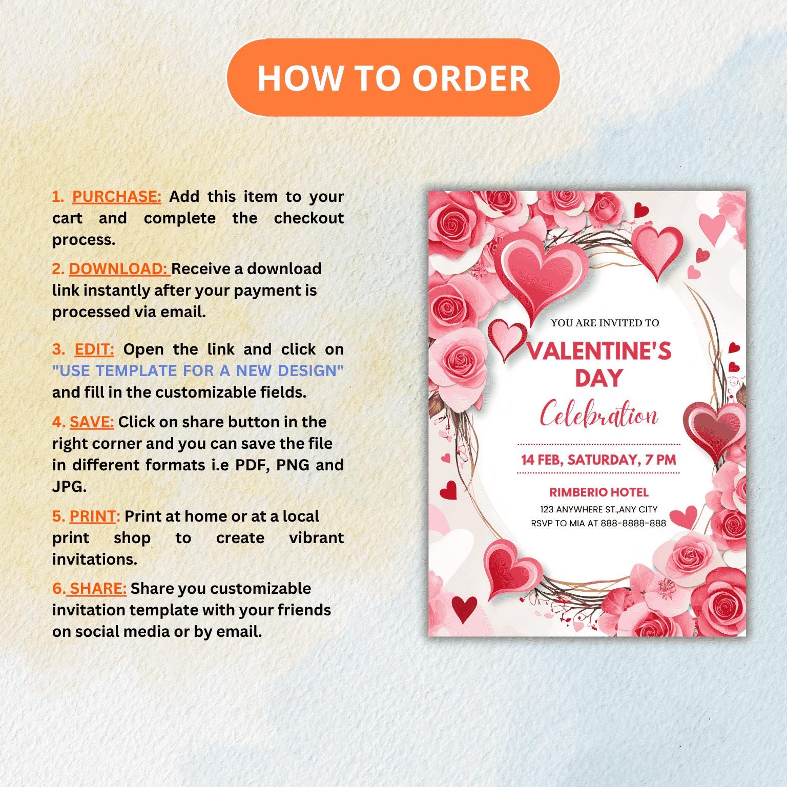 Editable Valentine's Day Party Invitation Template, Red Pink Hearts ...