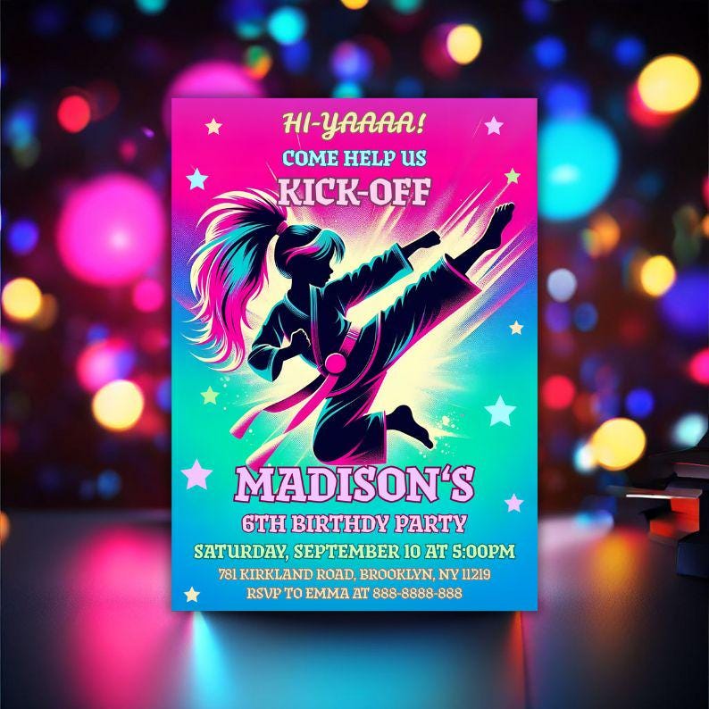 EDITABLE Karate Birthday Invitation, Taekwondo Party Template, Martial ...