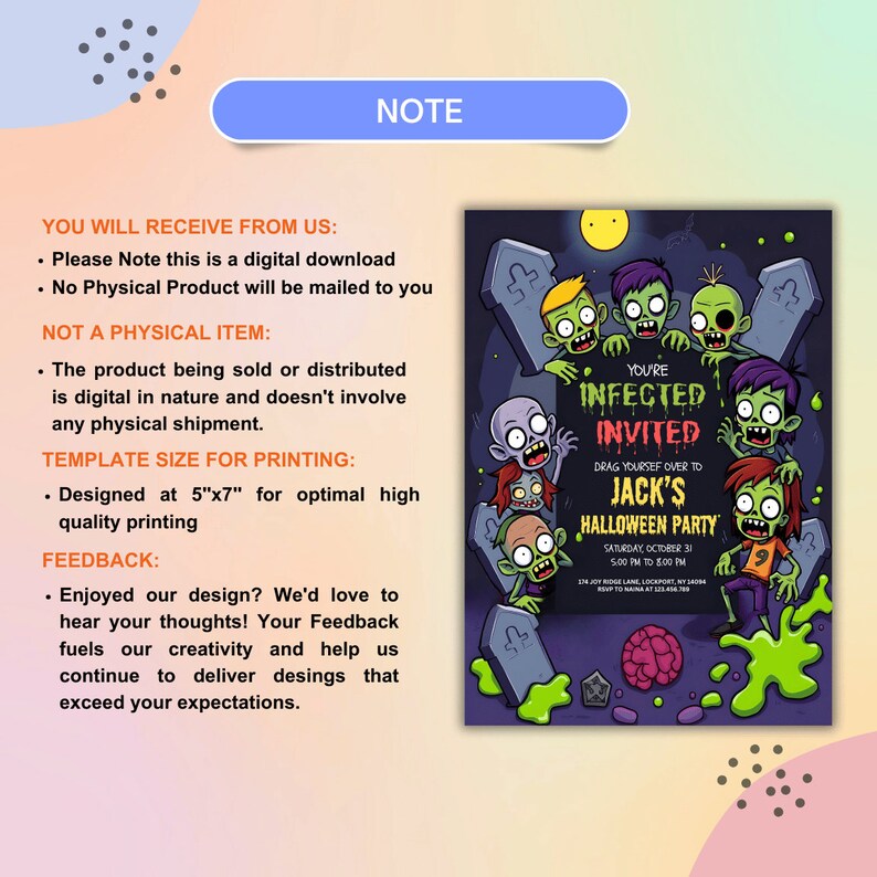 Editable Zombie Party Invitation Template for Boys, Zombies Birthday ...