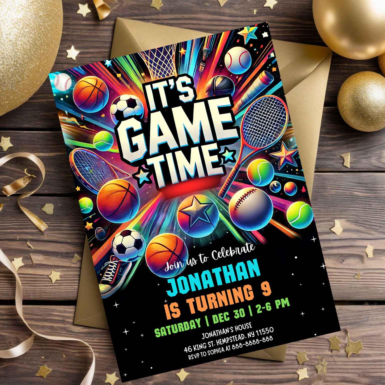 EDITABLE Sports Birthday Invitation, Sports Party Invite, Sports Game ...