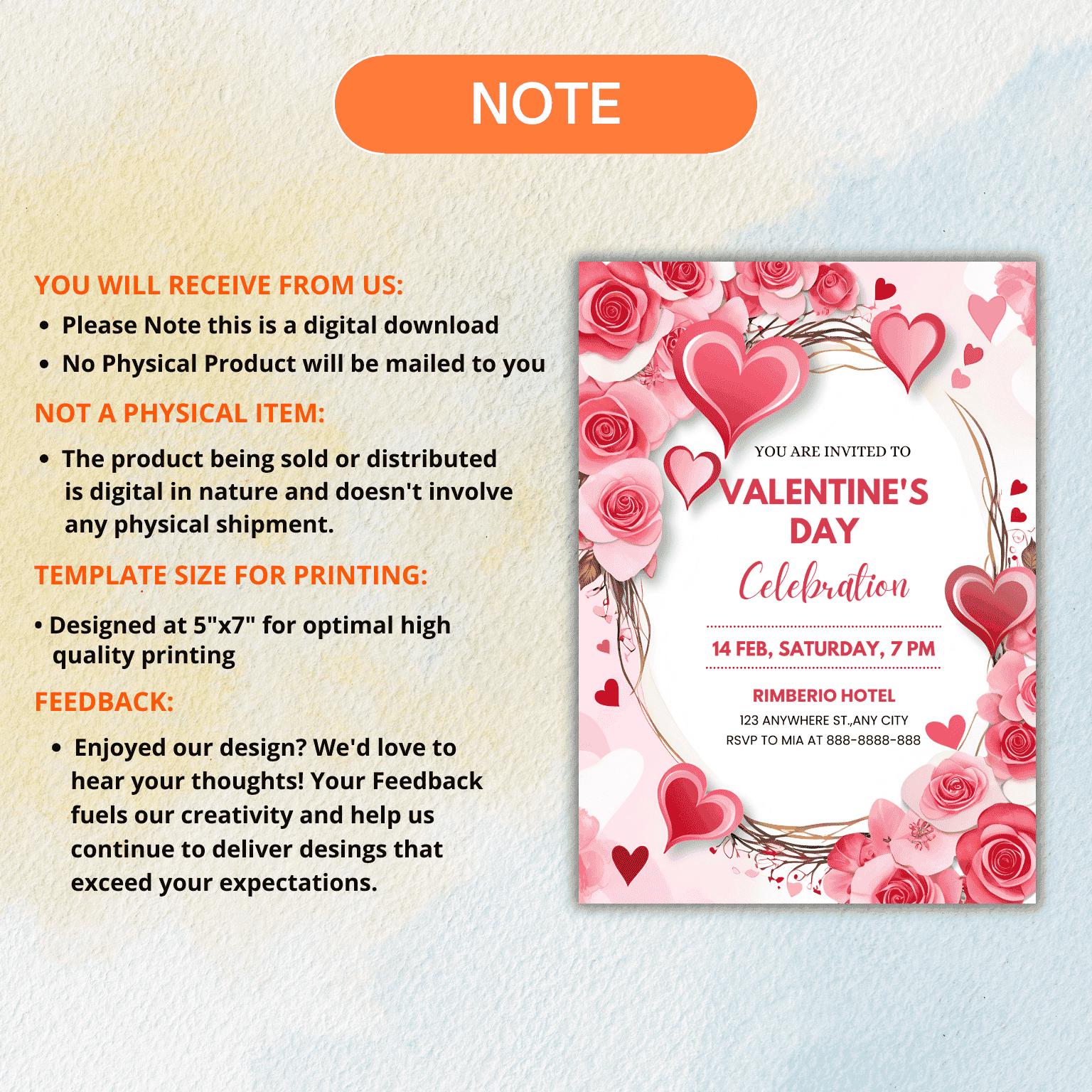 Editable Valentine's Day Party Invitation Template, Red Pink Hearts ...