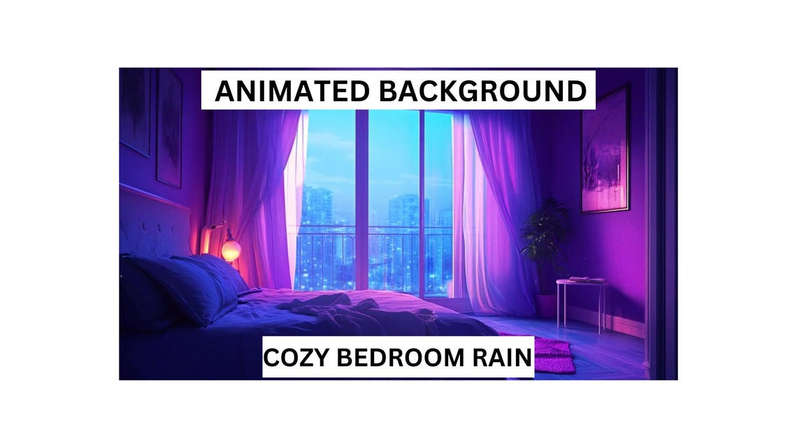 Vtuber Animated Background for Twitch Cozy Lofi Bedroom Rain Twitch ...