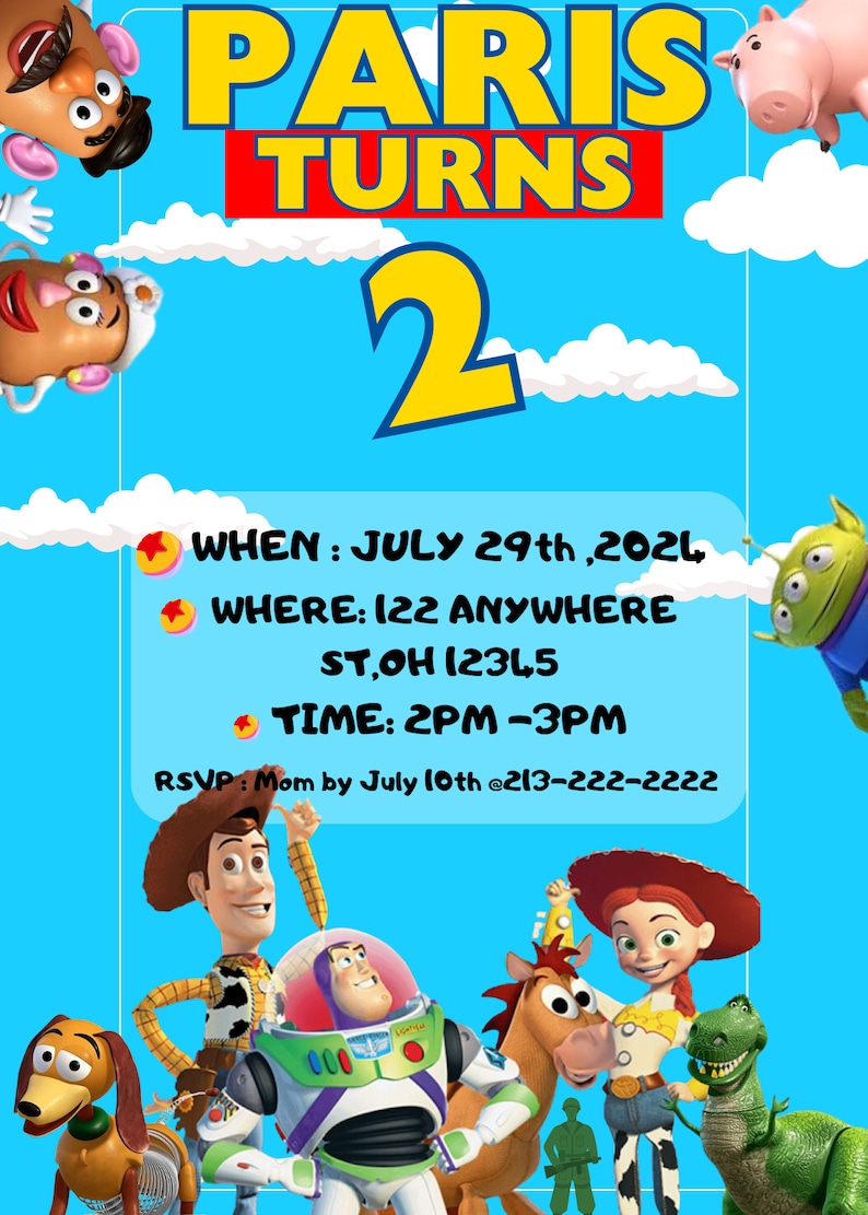 Invitación digital editable de Toy Story (CANVA) - Etsy México