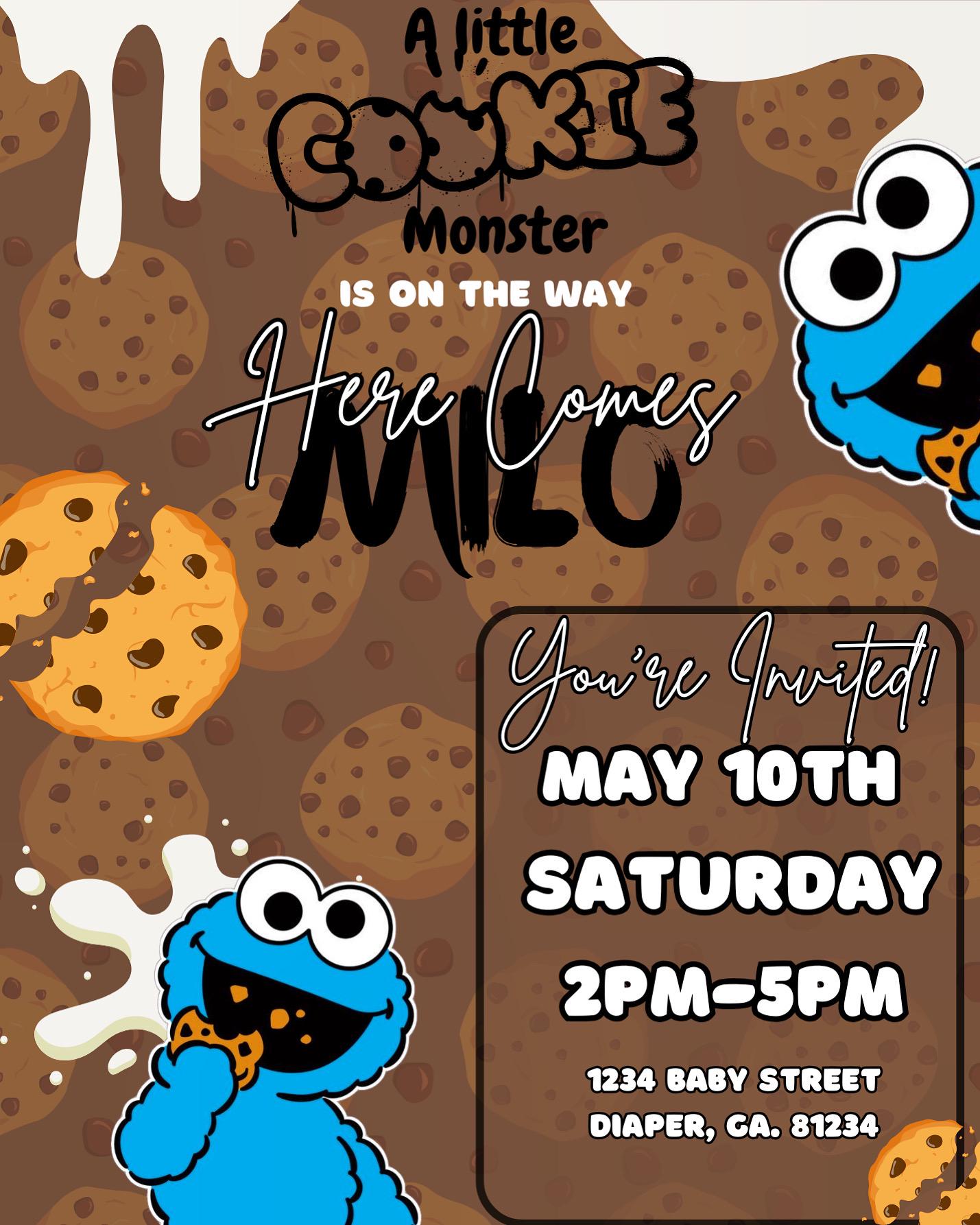 Cookie Monster Editable Baby Shower Bundle| Welcome Sign | Invitation ...