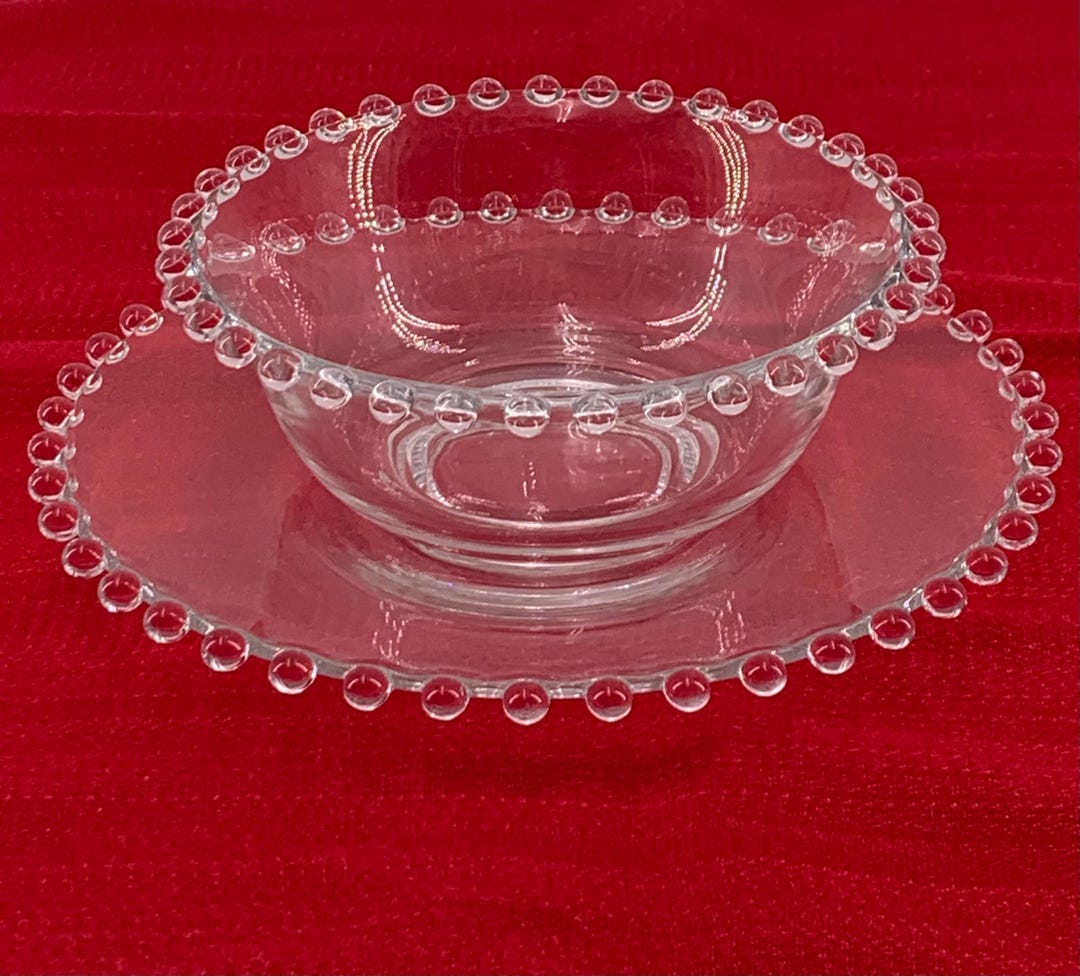Vtg Imperial Glass Candlewick Condiment Bowl & Plate Set - Etsy