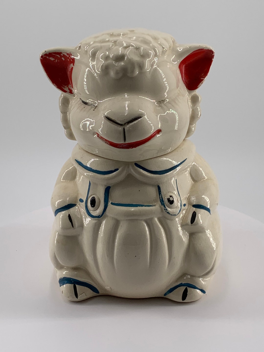 Vtg 1940s APCO Bisque Lamb Cookie Jar 7.5" - Etsy