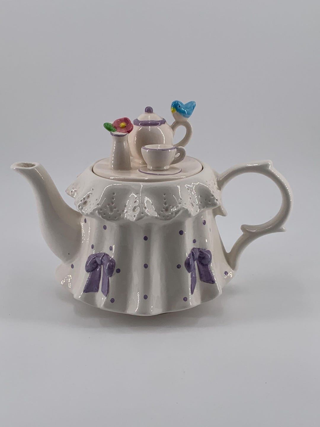 Vtg Teleflora Gift Tea Party Ceramic Teapot 10x6.5x7 - Etsy