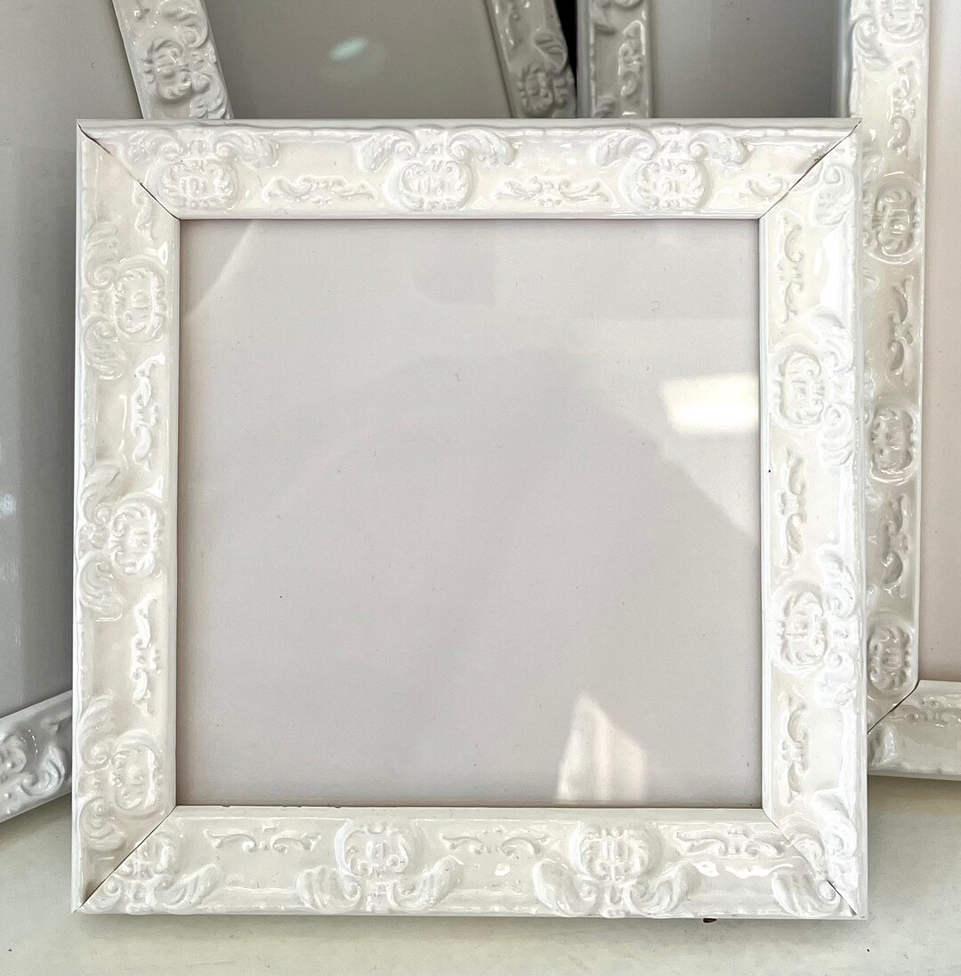 Country French White 4 X 4” Picture Frame With Easel Back - Etsy