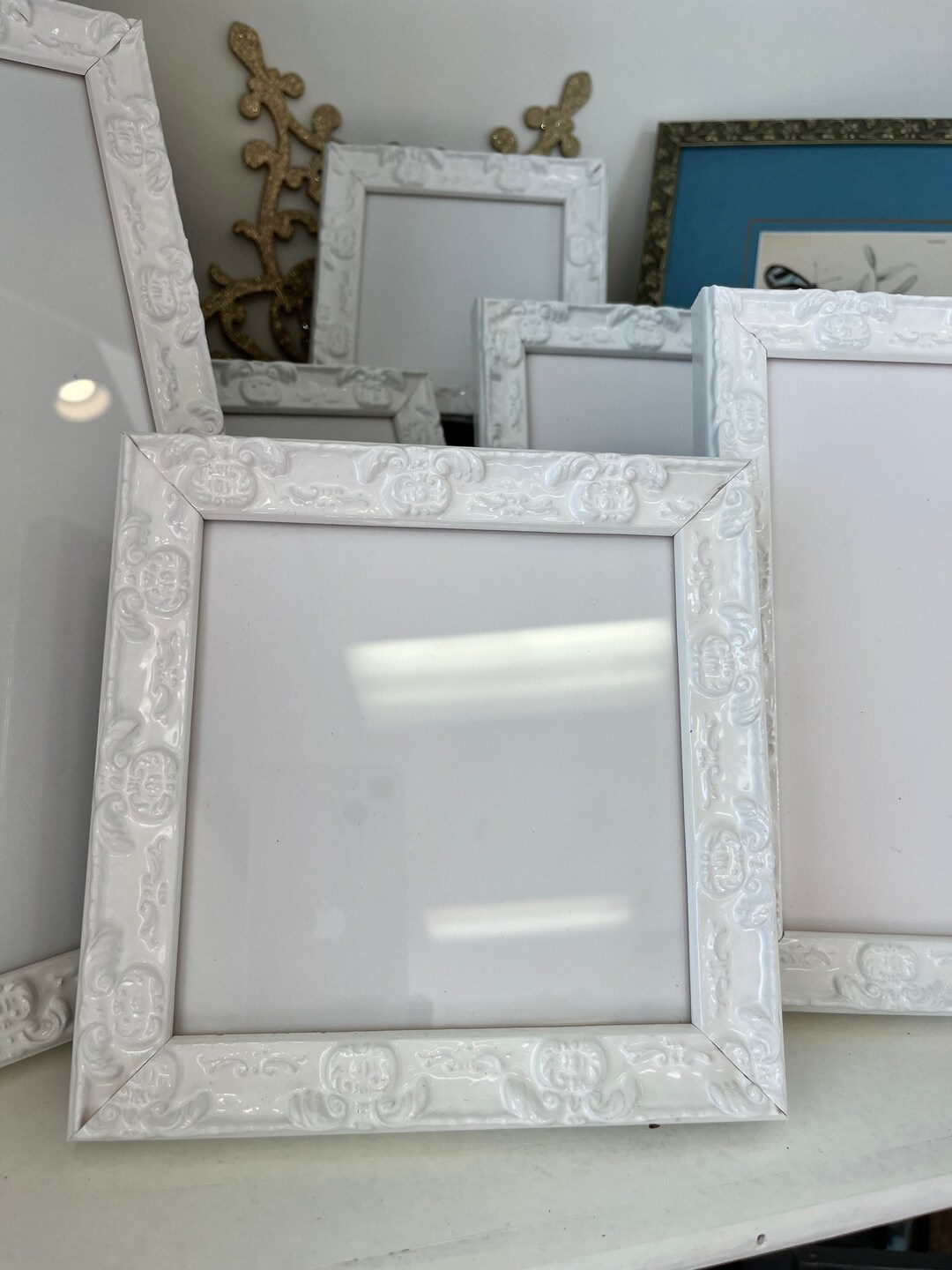 Country French White 5 X 5” Picture Frame With Easel Back - Etsy