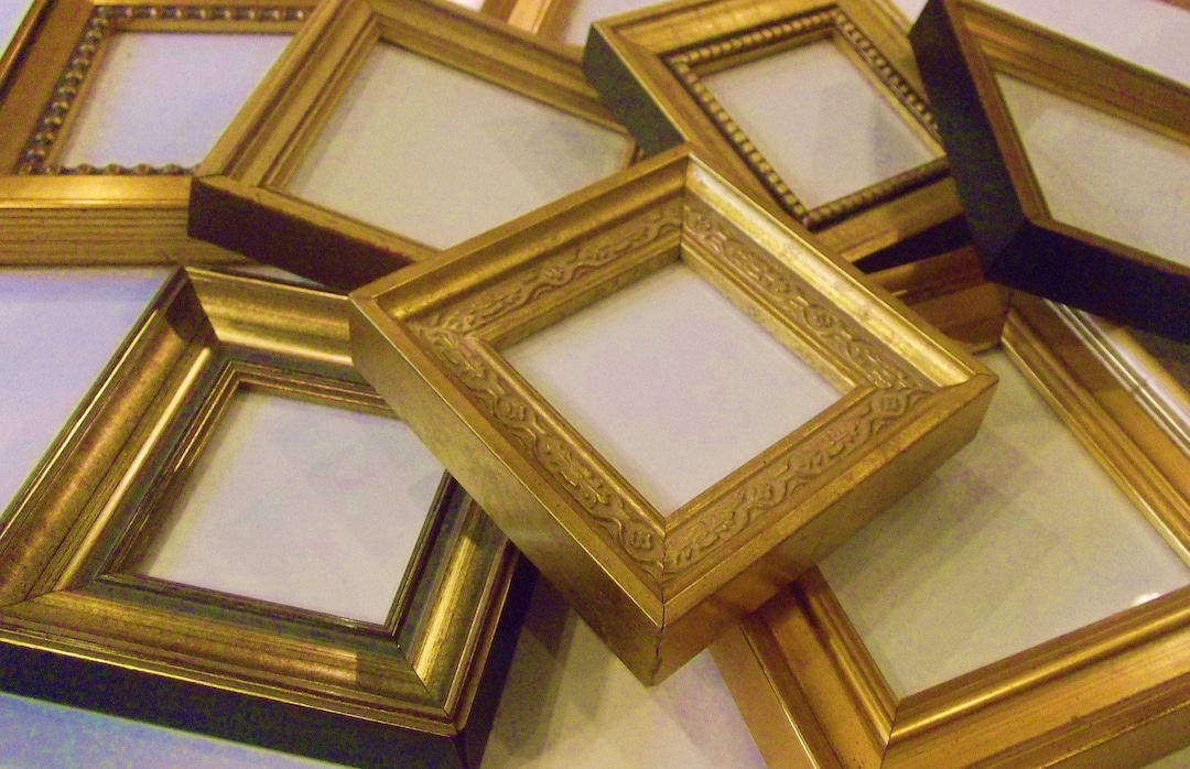 Lot of 10 Small Square Mixed Gold or SILVER Picture Frames TO HANG - Etsy