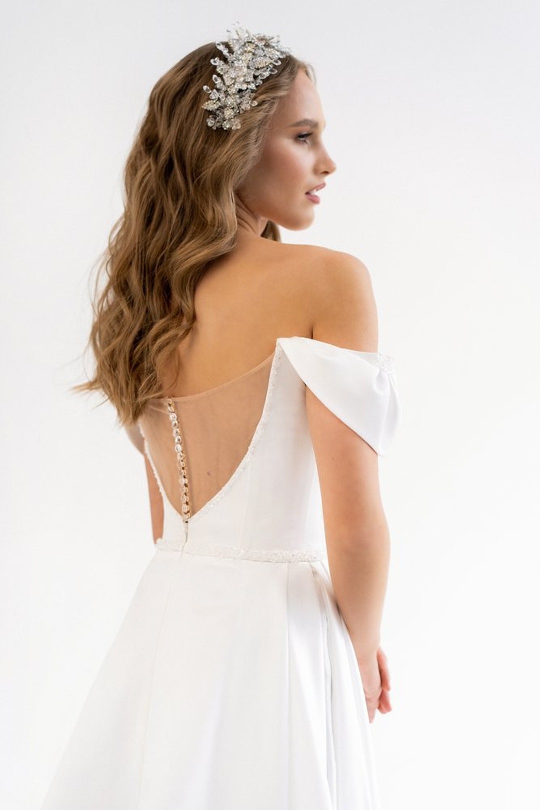 Weeding Dress, Satin Bridal Dress. Mermaid Bridal Dress, Fit and Flare Wedding Dress, Simple ...