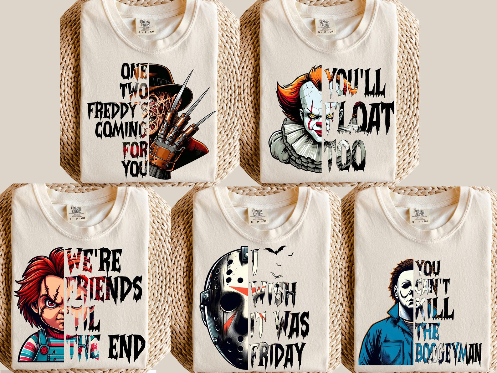 Halloween Horror Movie Characters T-shirt - Spooky and Fun Design ...