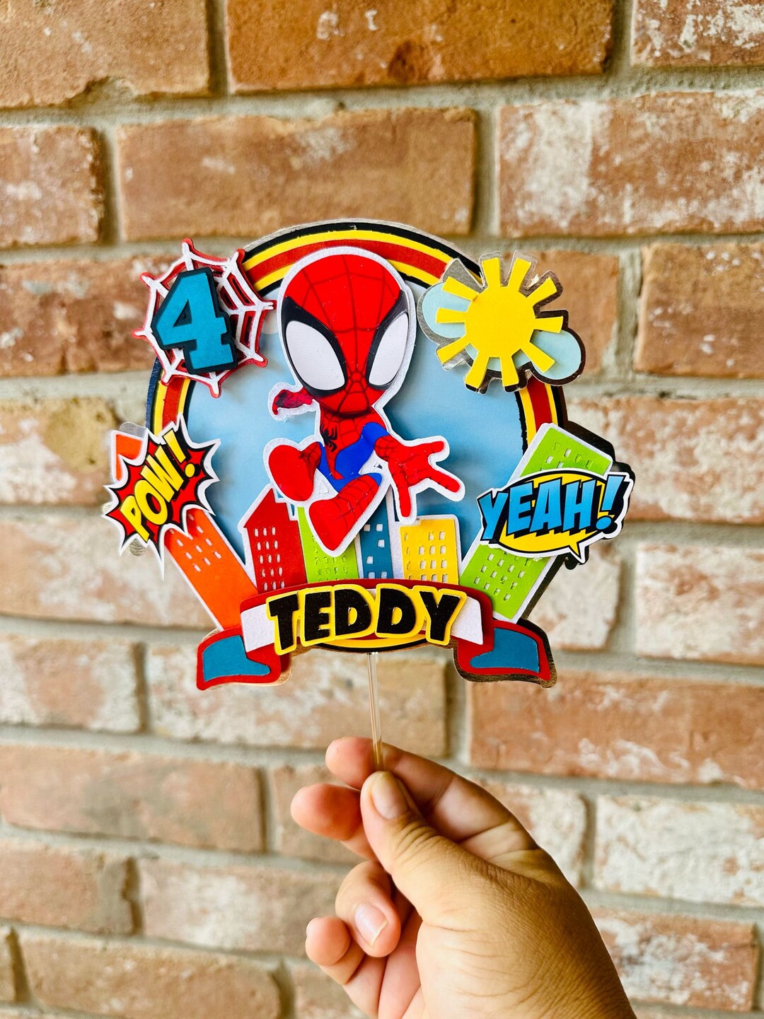 Spidey Inspired Cake Topper - Etsy
