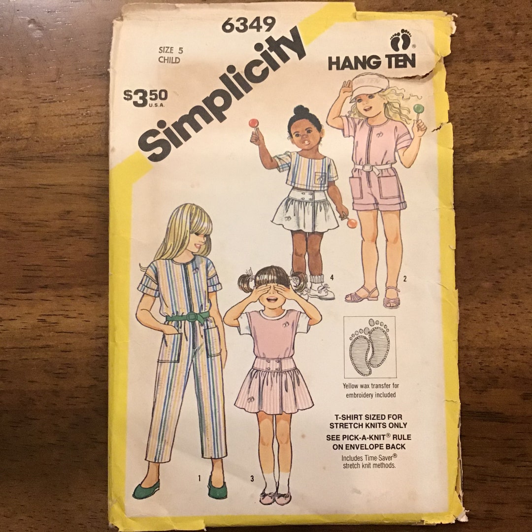 Simplicity 6349 Girls Jumpsuit Skirt Top Pattern Size 5 - Etsy