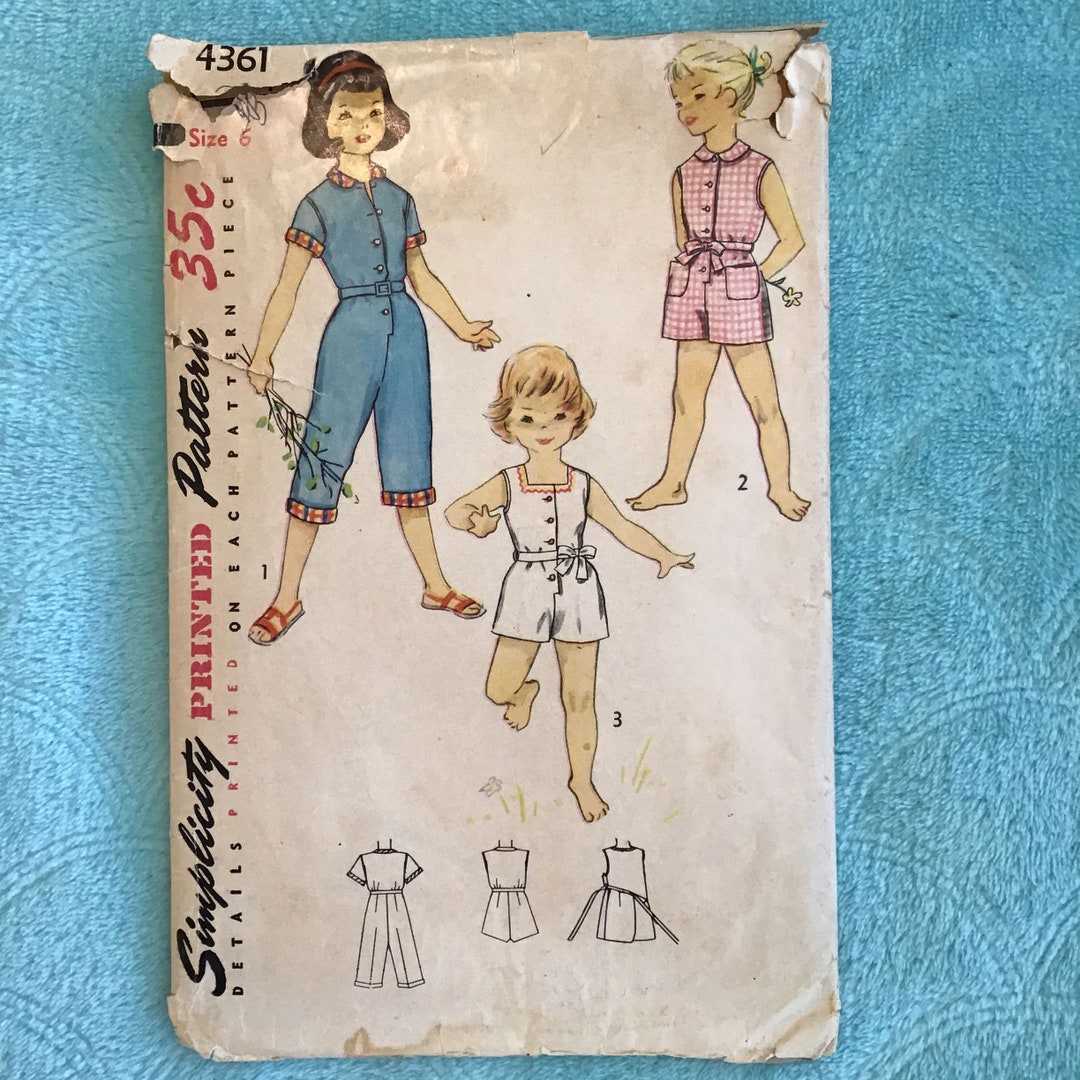 Simplicity 4361 Girls Playsuit Pattern Size 6 - Etsy