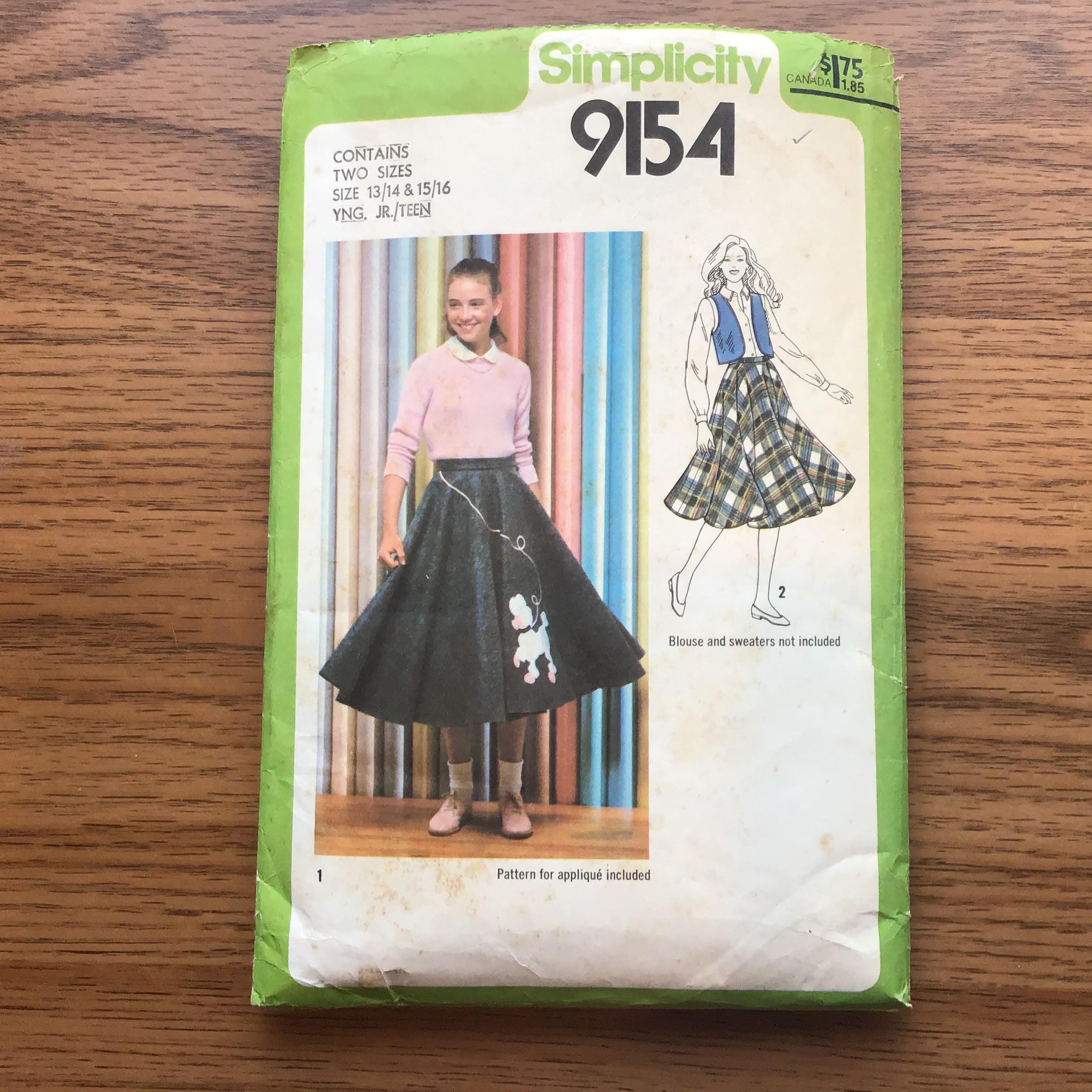 Simplicity 9154 Young Junior Teen Skirt Vest Pattern Sizes 13/14 & 15/ ...