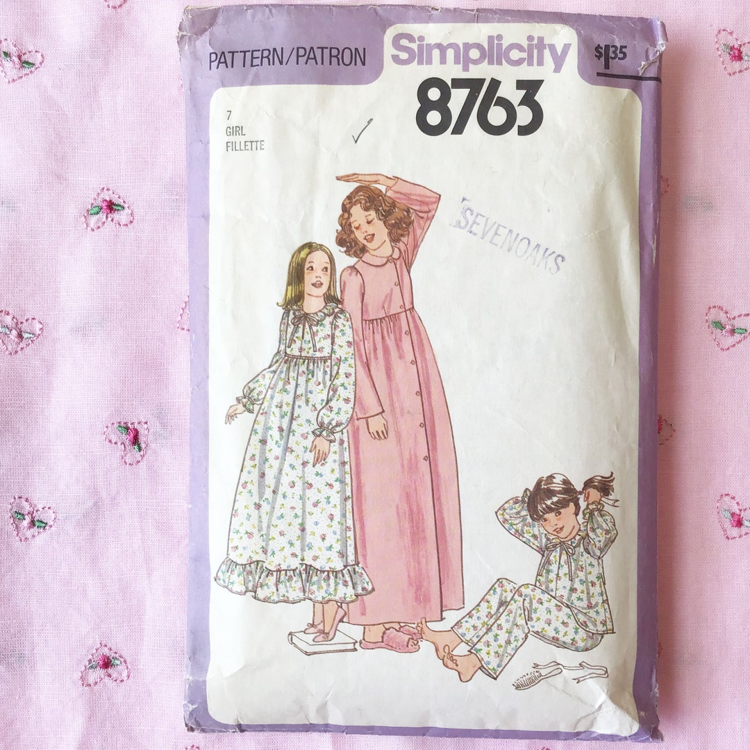 Simplicity 8763 Girls Nightgown Pajamas Robe Pattern Size 7 - Etsy
