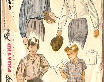 Vintage 1948 Simplicity 2543 Sewing Pattern Child's Boys' Shirt Size 8 ...