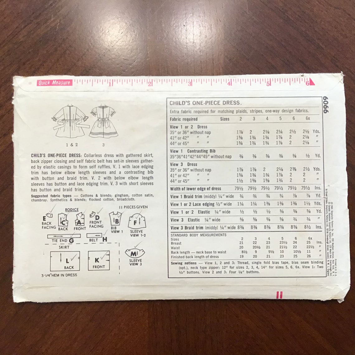 Simplicity 6066 Girls Dress Pattern Size 5 - Etsy