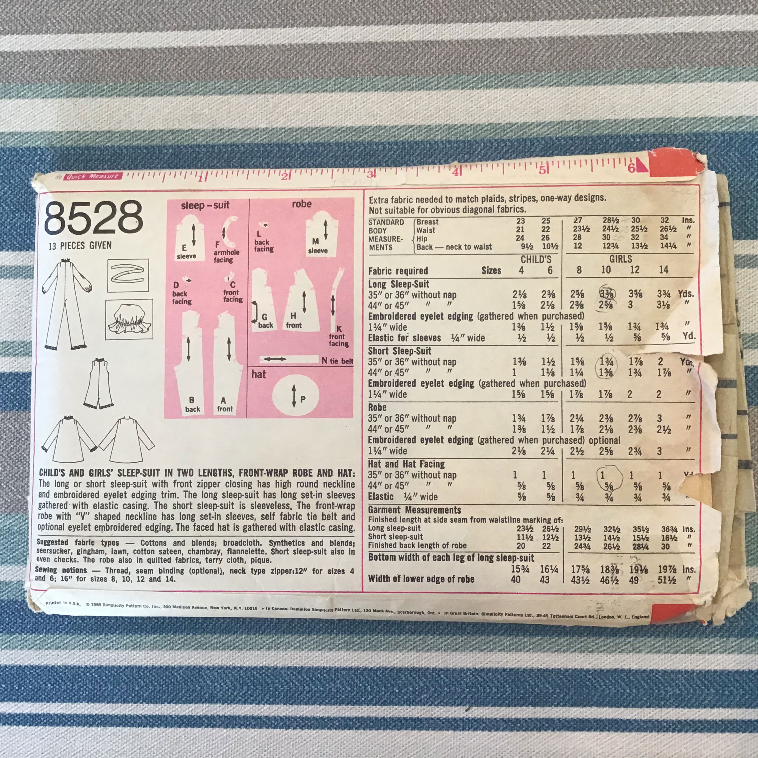 Simplicity 8528 Girls Sleepwear Pattern Size 10 - Etsy