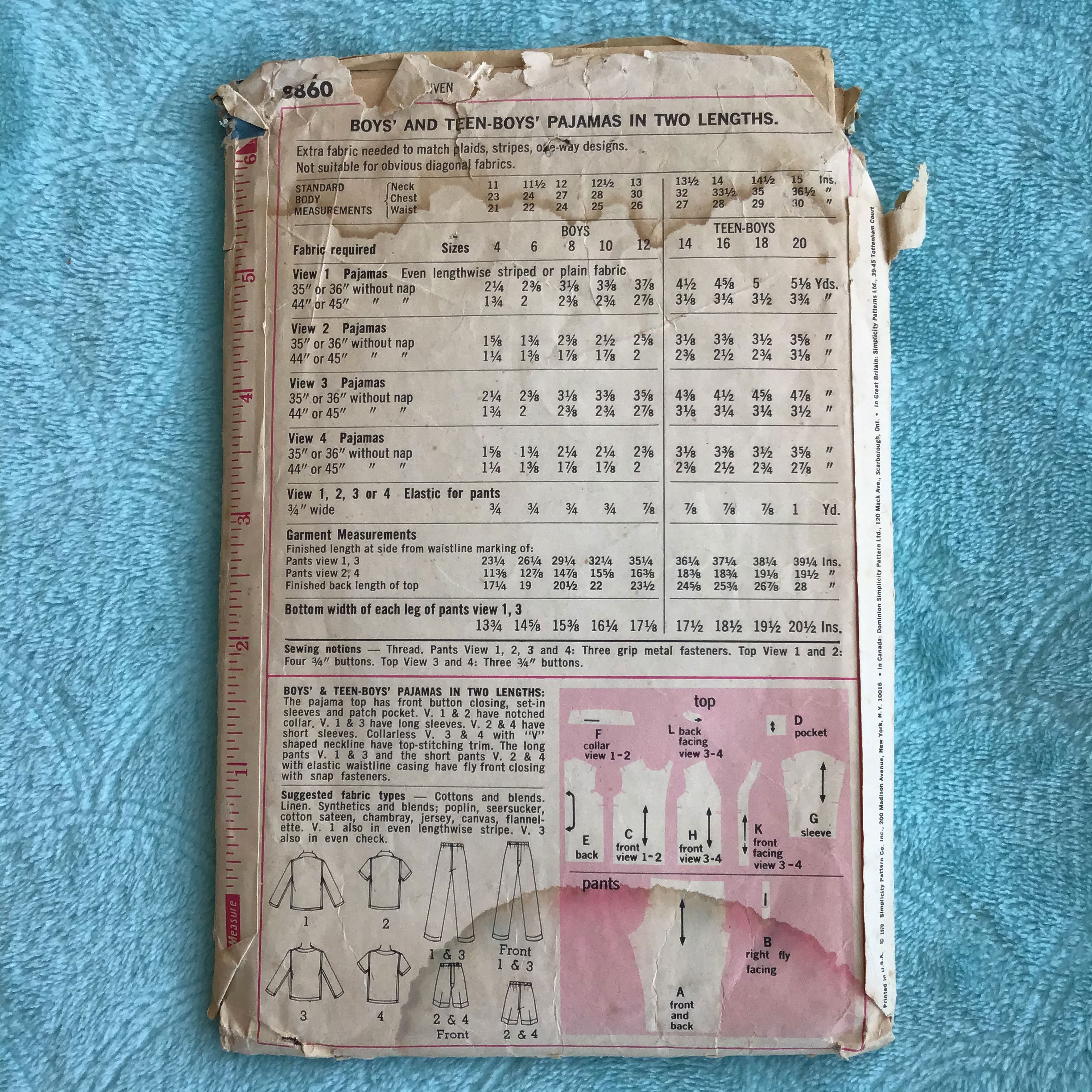 Simplicity 8860 Teen Boys Pajama Pattern Size 14 - Etsy