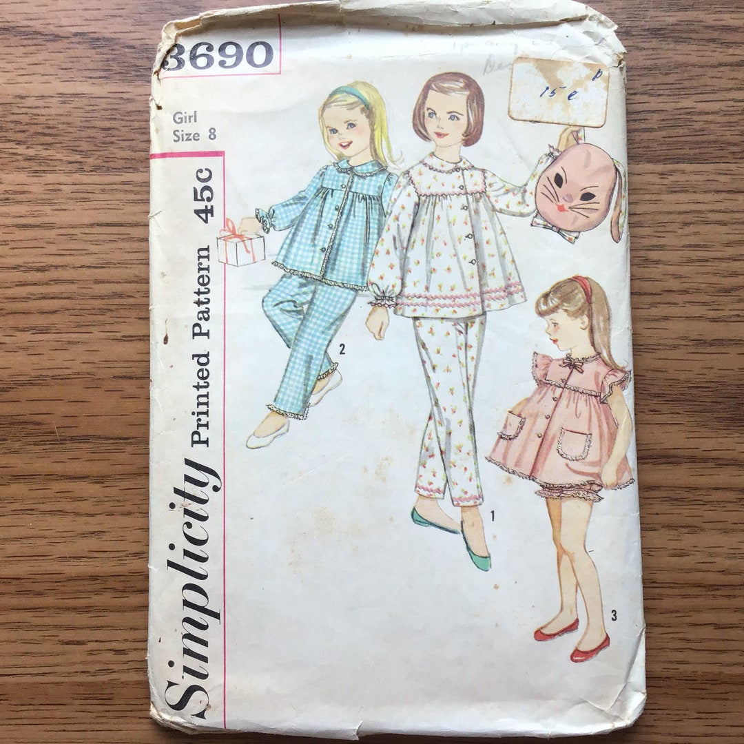 Simplicity 3690 Girls Pajama Pattern Size 8 - Etsy