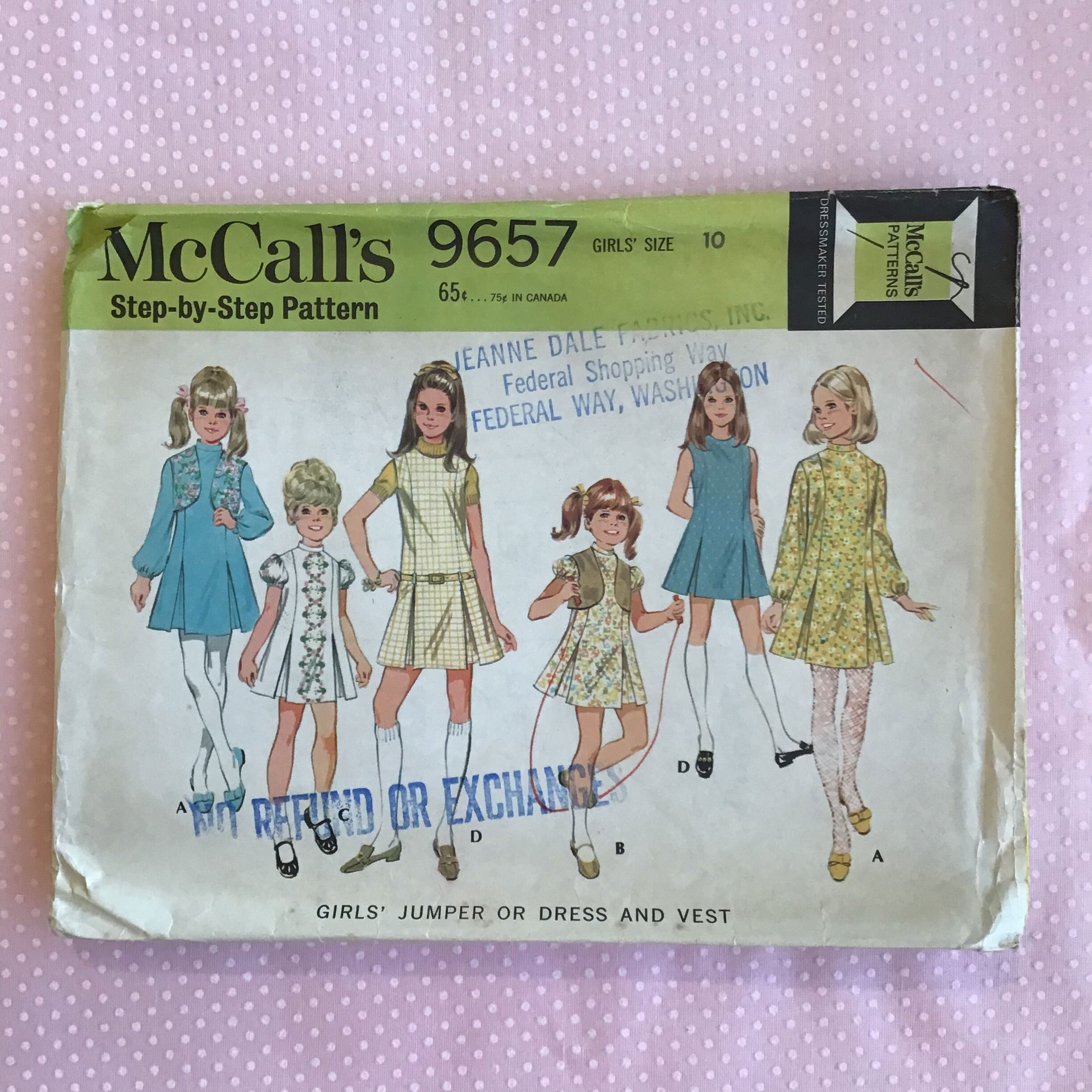 Mccalls 9657 Girls Dress Vest Pattern Size 10 - Etsy